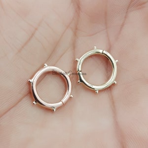 14k Solid Gold Round Push Lock, Plain Round Connector Lock, Charms ...
