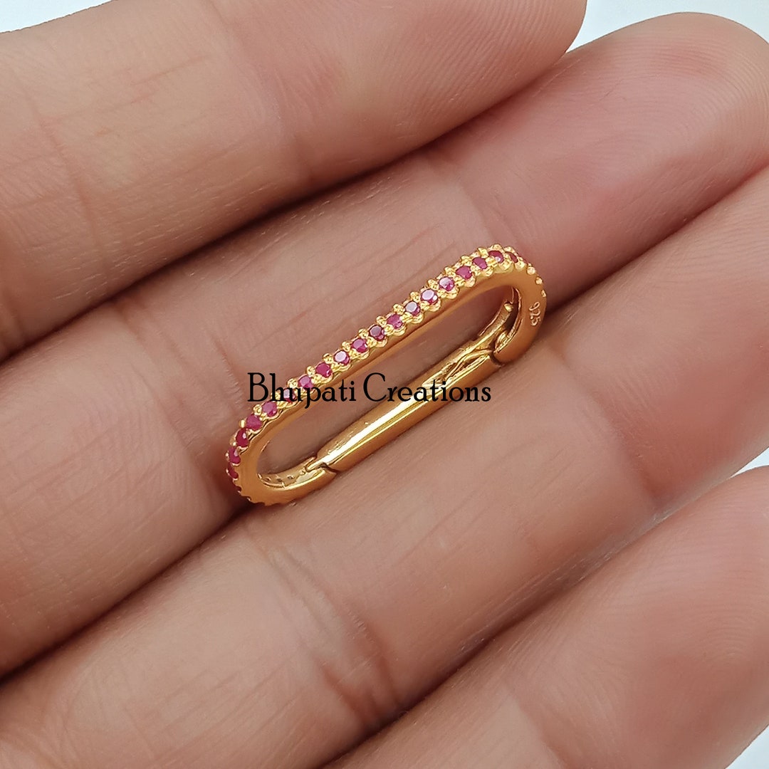 14K Yellow Gold Ruby Clasp Lock Jewelry Vintage Push Lock Jewelry - Etsy