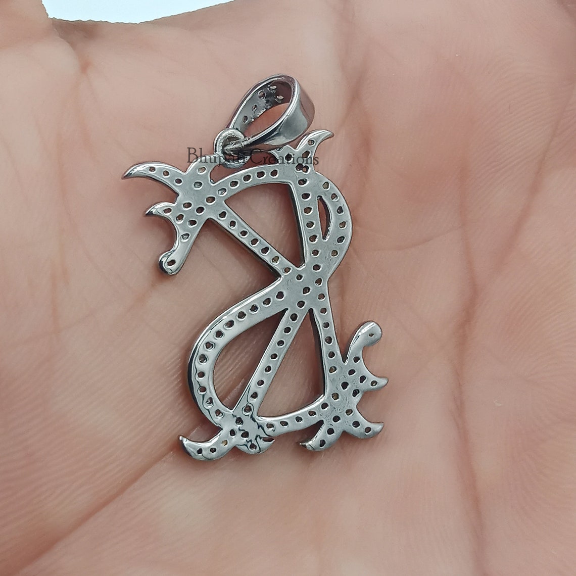 14K Yellow Gold Plated Monogram Cubic Zircon Monogram SK-KS - Etsy