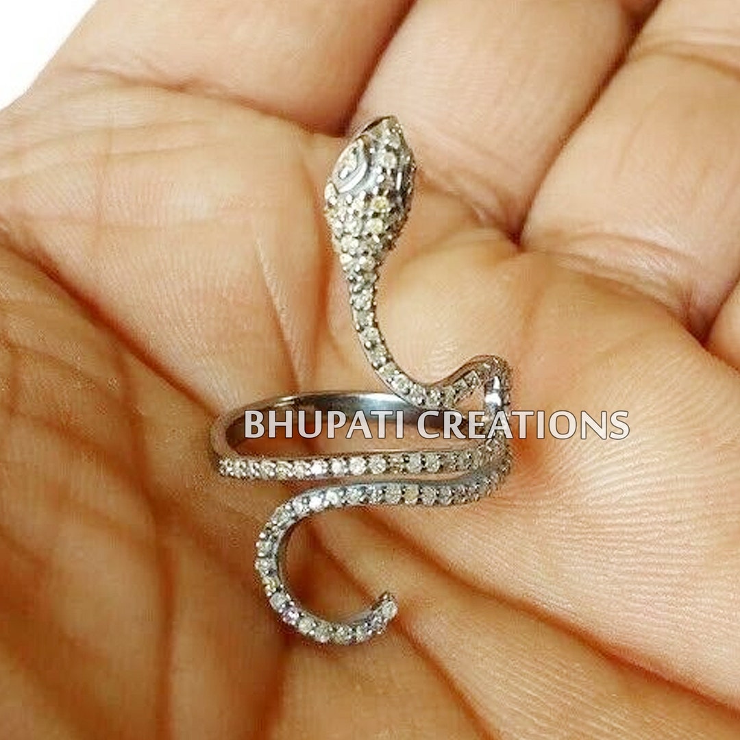 Snake Diamond Ring, Handmade Snake Ring, 925 Silver Snake Ring, Designer Snake Pave Ring ...