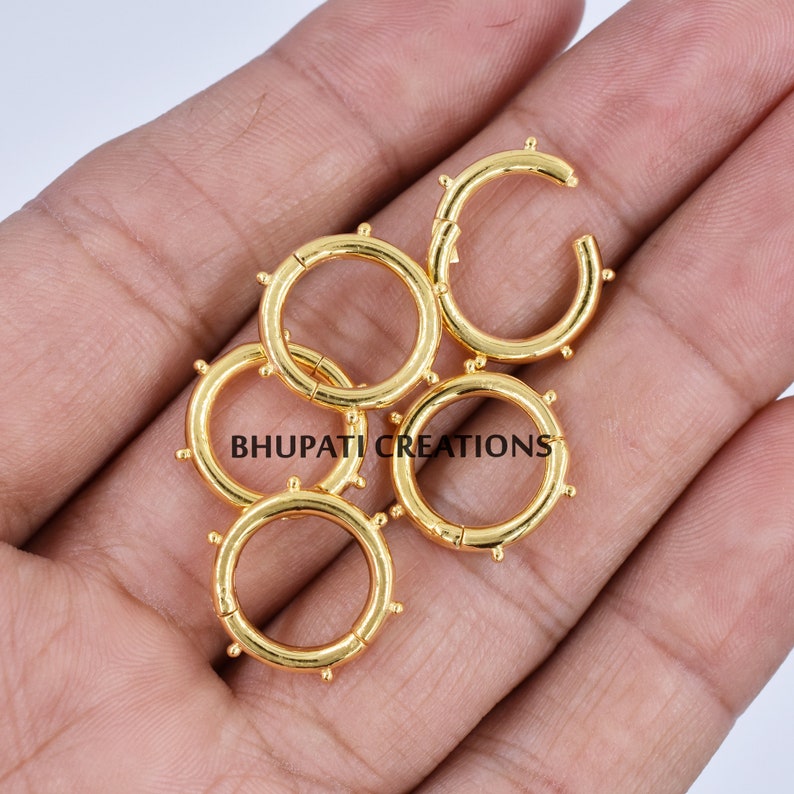 14k Solid Gold Round Push Lock Plain Round Connector Lock | Etsy