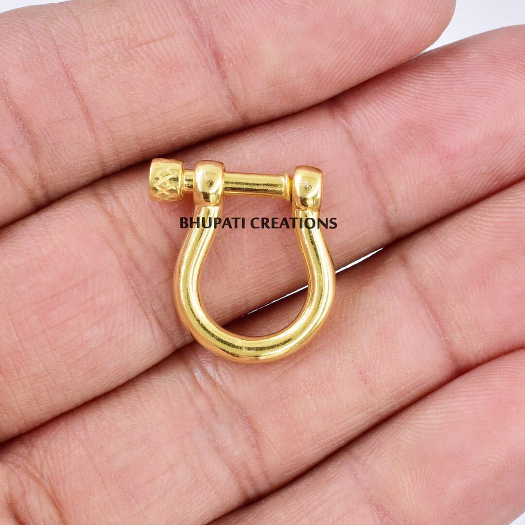 14k Yellow Gold Vermeil Shackle Lock Plain Shackle Lock - Etsy