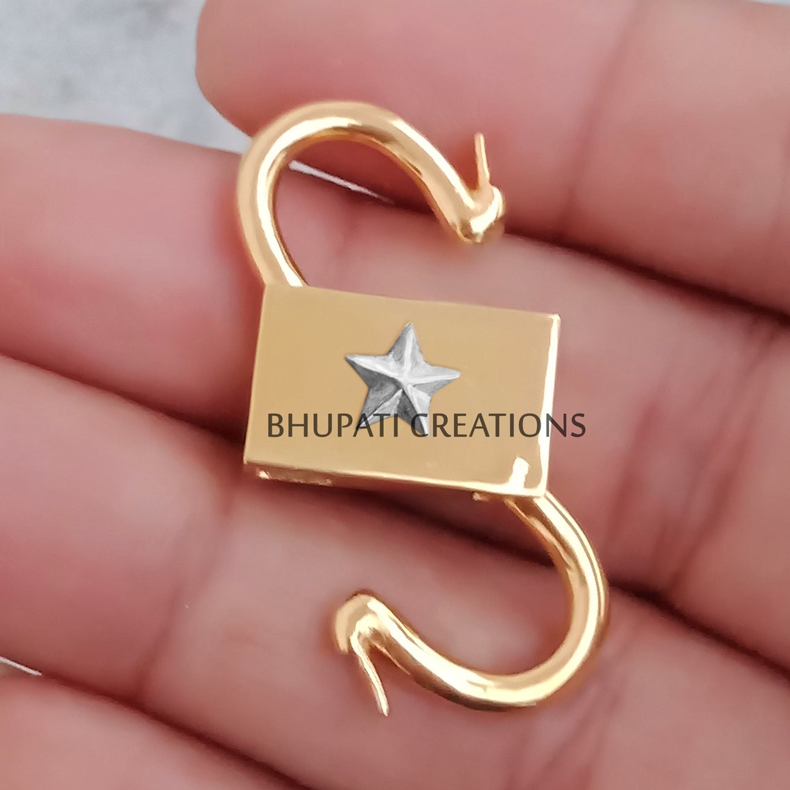 14k Micro Gold Plated Plain Star Padlock Jewelry Handmade | Etsy