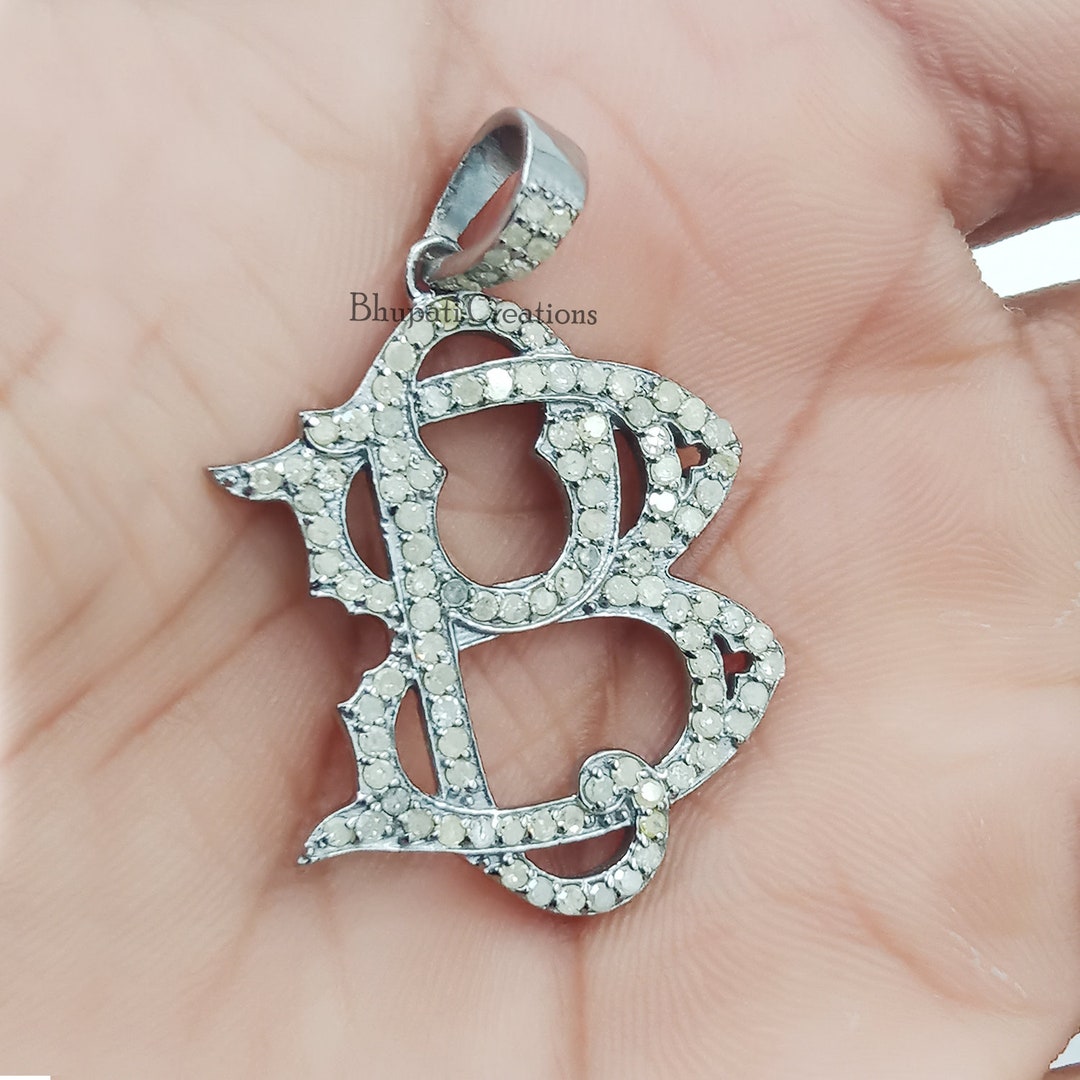 925 Sterling Silver Monogram, Single Cut Diamond Monogram, BP-PB Letter ...