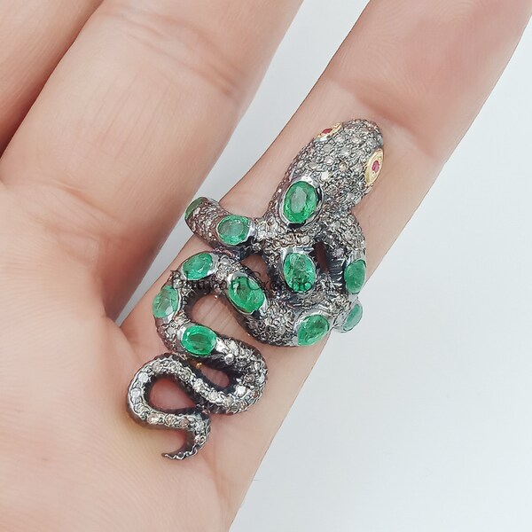Emerald Snake Ring - Etsy