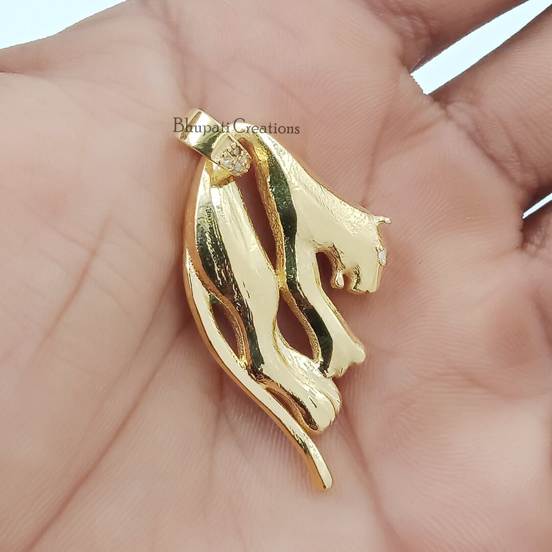 Handmade Leopard Pendant, Pave Diamond Leopard Pendant, 925 Sterling ...