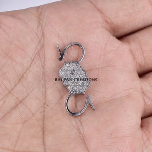 925 Silver Grey Plated Designer Lock, 925 Silver Diamond Clasp Lock ...