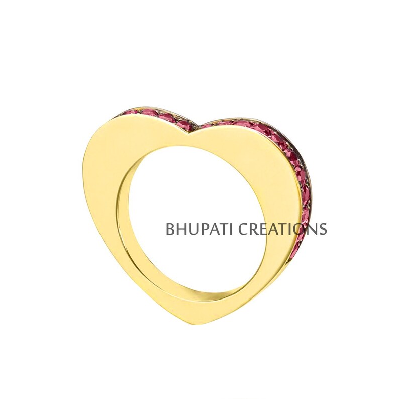 14K Yellow Gold Plated Heart Ring Ruby Heart Ring Jewelry - Etsy