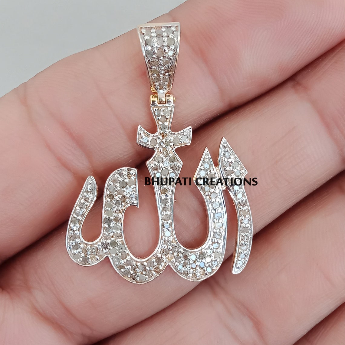 Pave Diamond Allah Pendant Designer Allah Diamond Pendant - Etsy