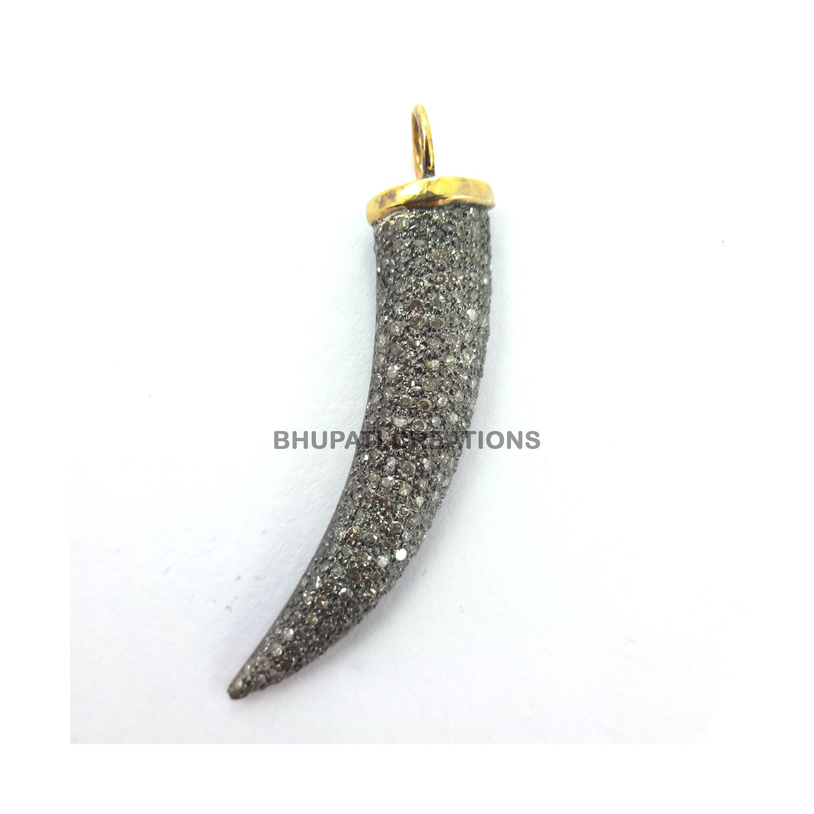 Designer Horn Pendant Pave Diamond Horn Pendant Long Horn - Etsy