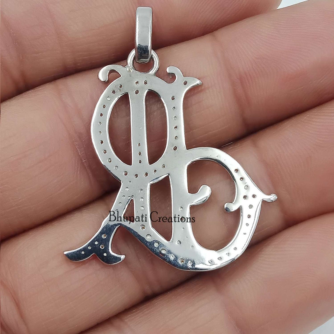 RJ-JR Letter Monogram 925 Sterling Silver Monogram Cubic - Etsy