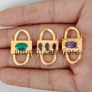 Natural Gemstone Padlock, 14k Gold Micro Plated Padlock Jewelry ...