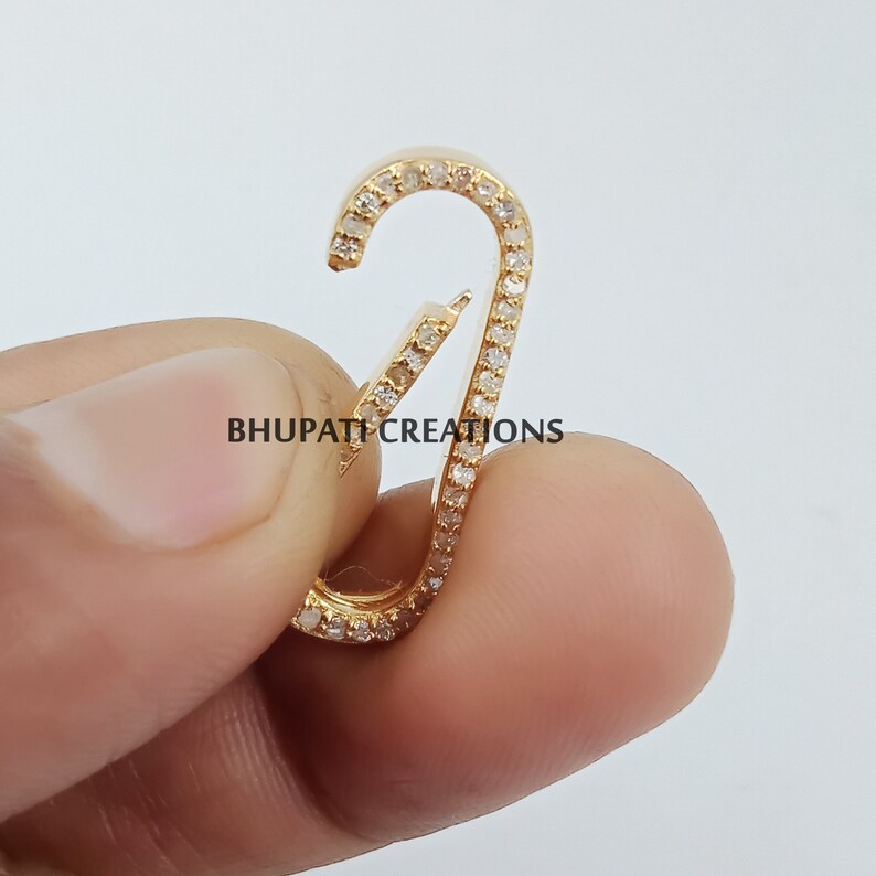 14k Solid Gold Diamond Enhancer Pave Diamond Push Lock | Etsy