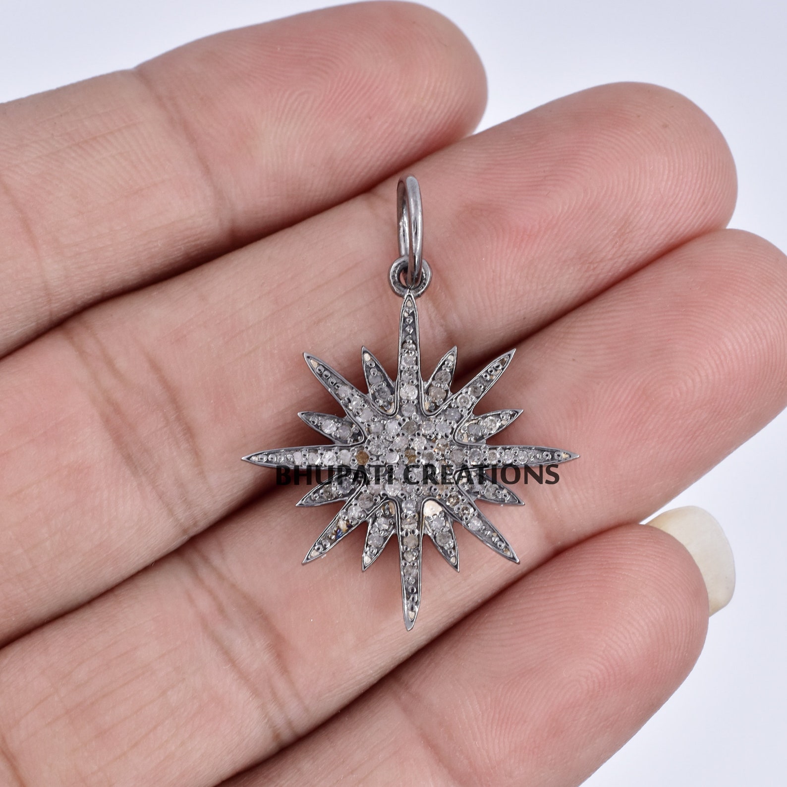 Pave Diamond Star Charms 925 Silver Diamond Star Charm Charm - Etsy