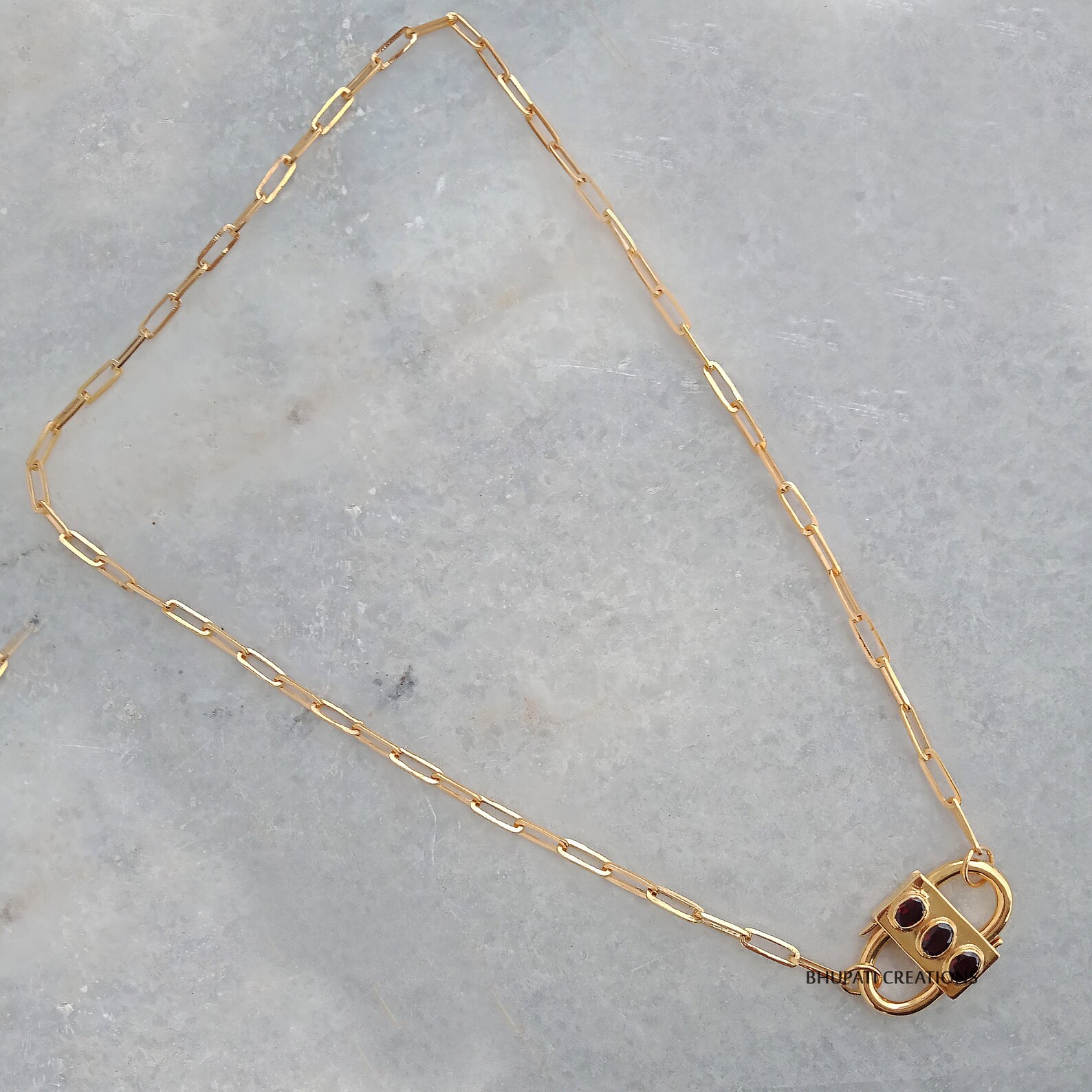 14k Yellow Gold Plated Padlock Jewelry Garnet Padlock - Etsy