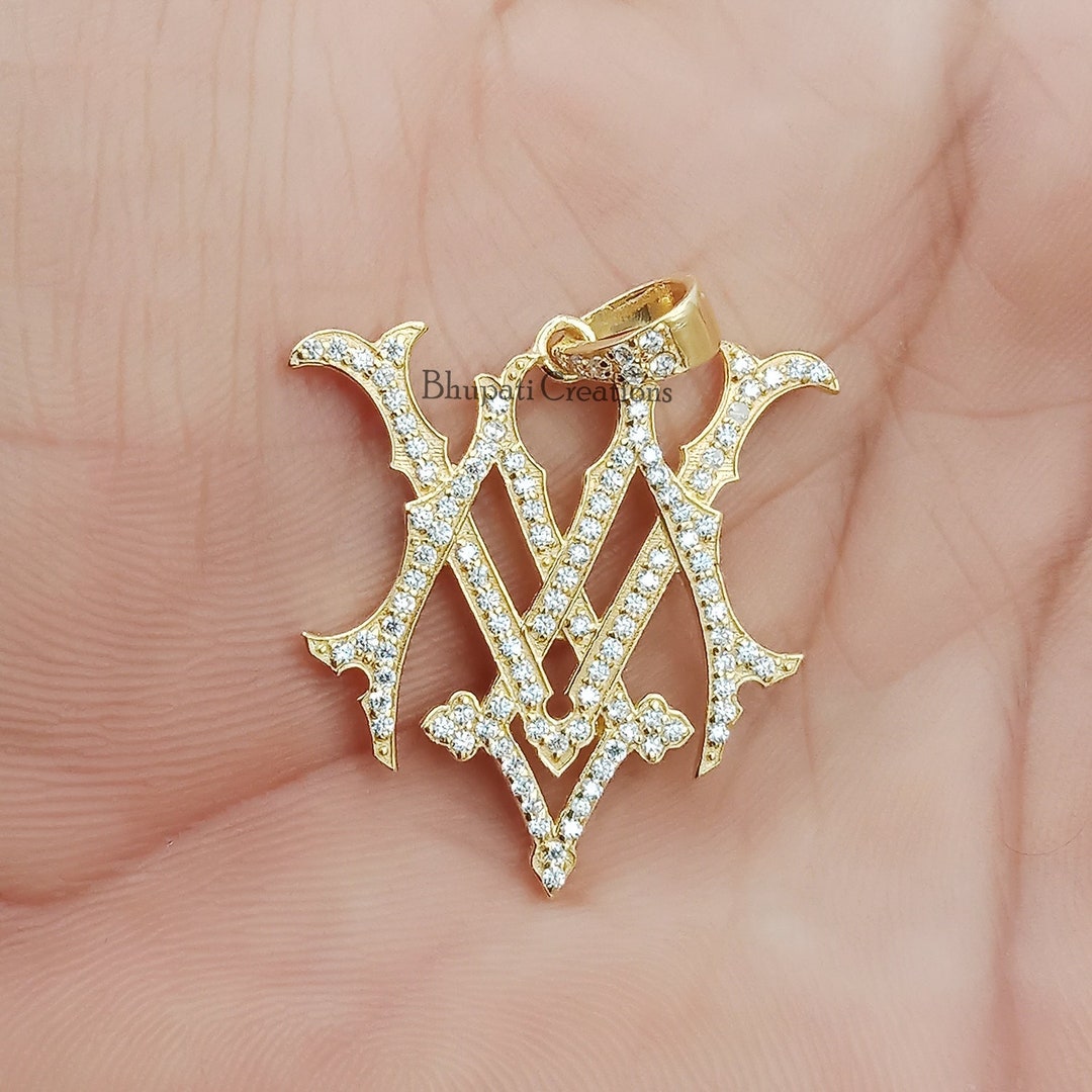 Cubic Zirconia Monogram, MV-VM Letter Monogram, Custom Initial Monogram ...
