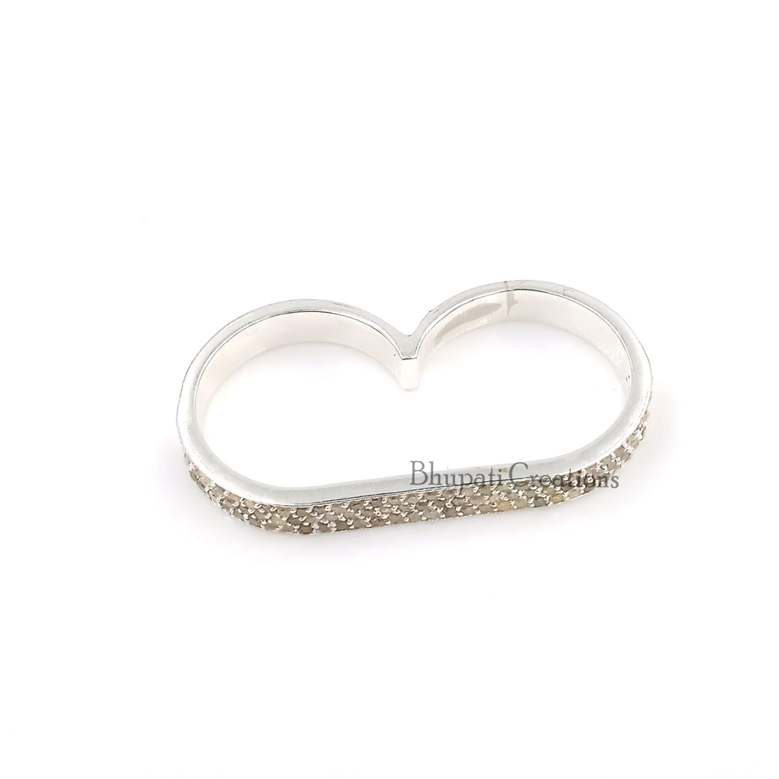 925 Sterling Silver Two Finger Ring Single Cut Diamond Ring - Etsy