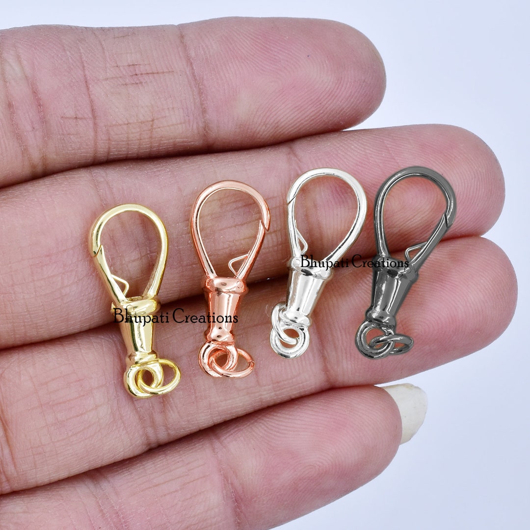 Plain Swivel Push Lock, 14k Gold Vermeil Swivel Charm Holder Lock, 925 ...