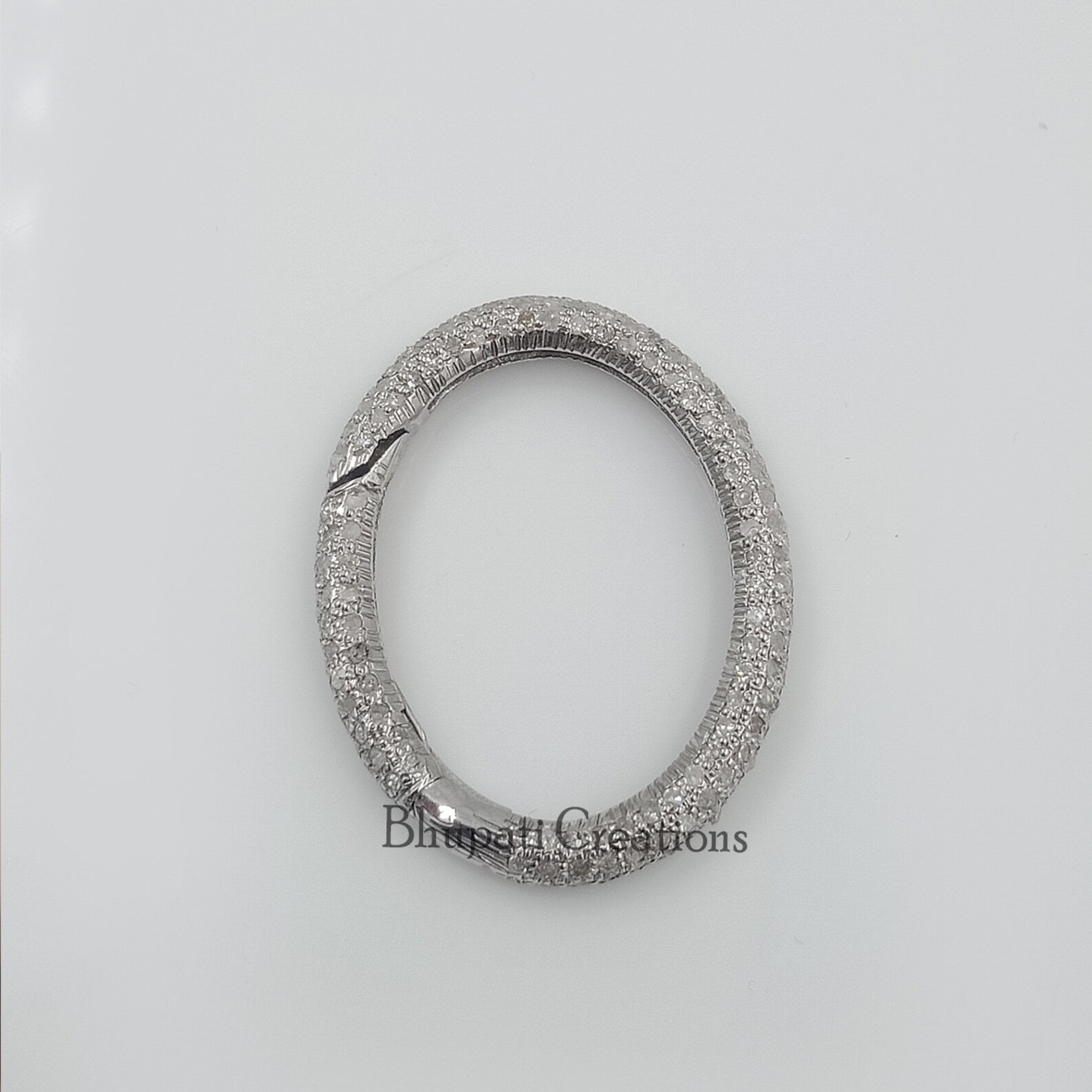 Oval Pave Diamond Clasp Lock 925 Sterling Silver Diamond - Etsy