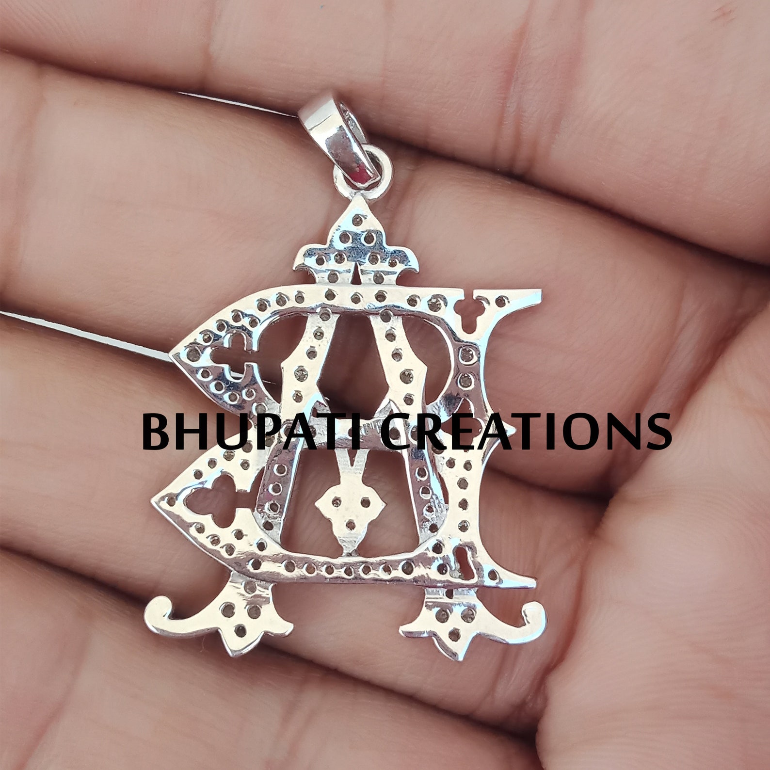 Pave Diamond Monogram Pendant AB BA Monogram Pendant Jewelry - Etsy