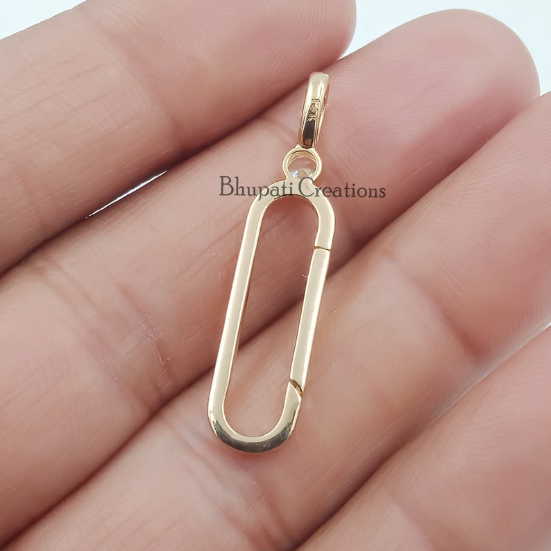 14k Yellow Gold Charm Holder Lock Solid Gold Enhancer White - Etsy