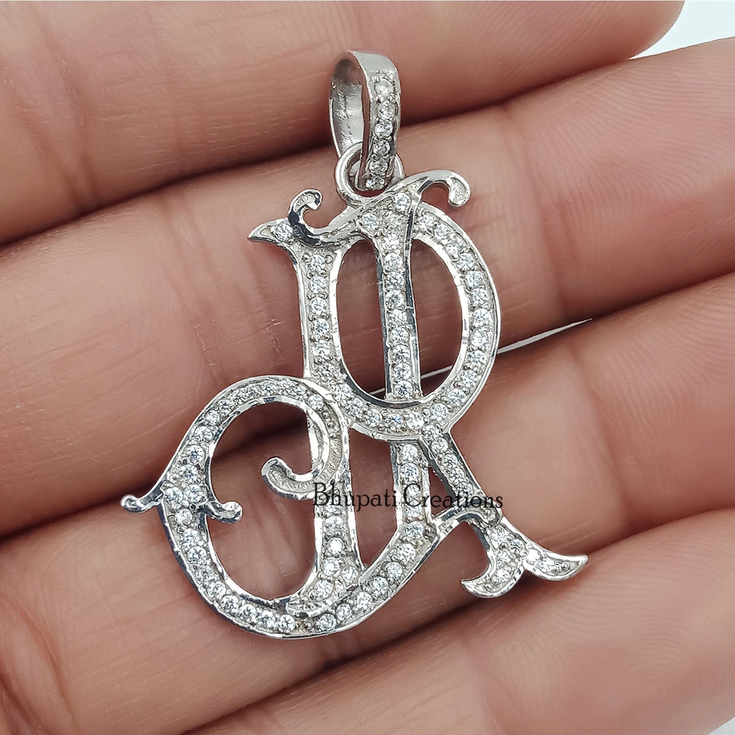 925 Sterling Silver Monogram, Cubic Zirconia Letter Monogram, JH-HJ ...