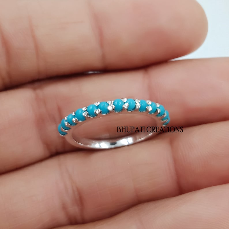 925 Silver Turquoise Thin Band Rings Thin Band Ring Gemstone - Etsy