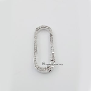 14k Solid Gold Diamond Enhancer, Pave Diamond Push Lock, Connector ...