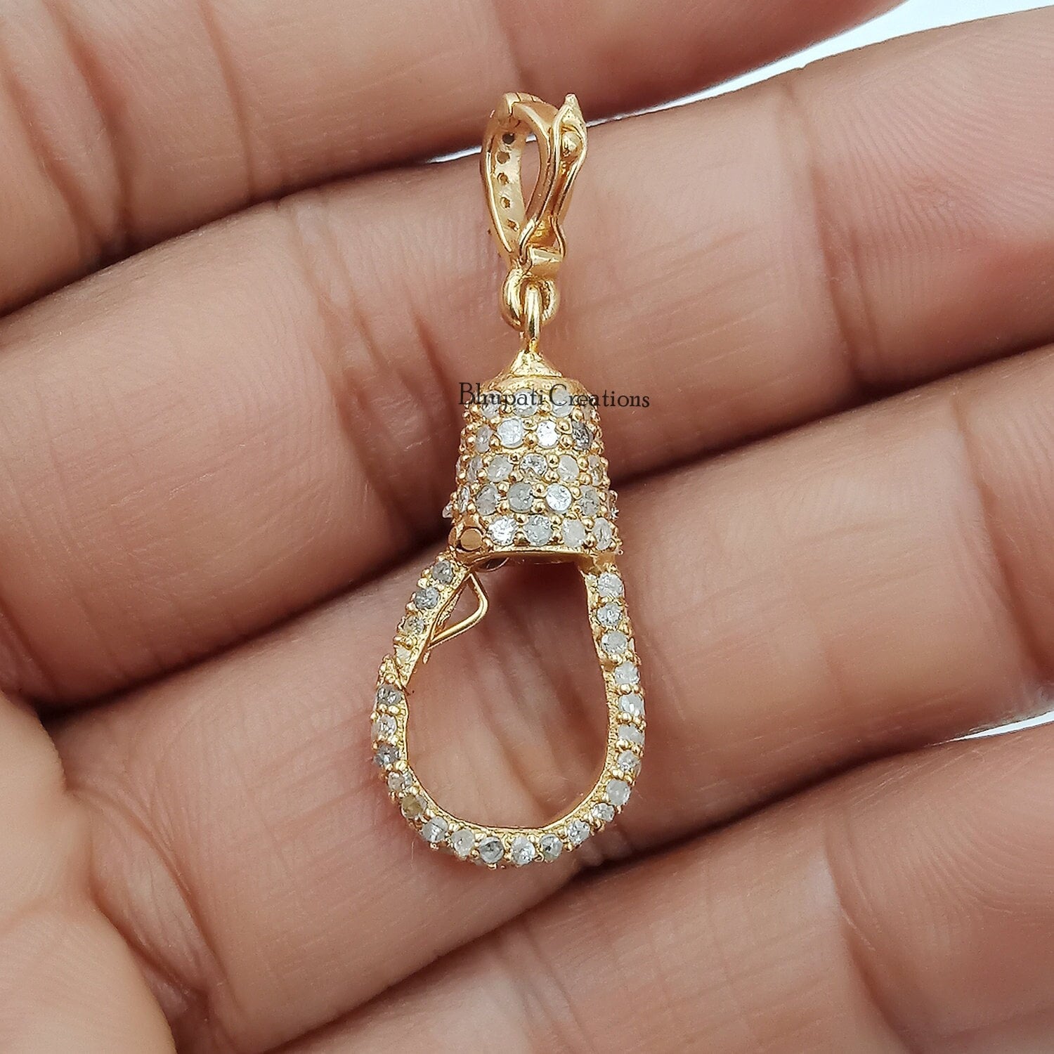 14k Plated Diamond Clasp Lock Diamond Connector Lock Diamond - Etsy