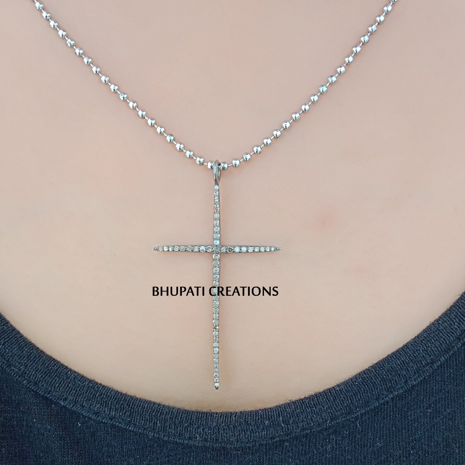 Pave Diamond Cross Pendant 925 Sterling Silver Cross Pendant - Etsy