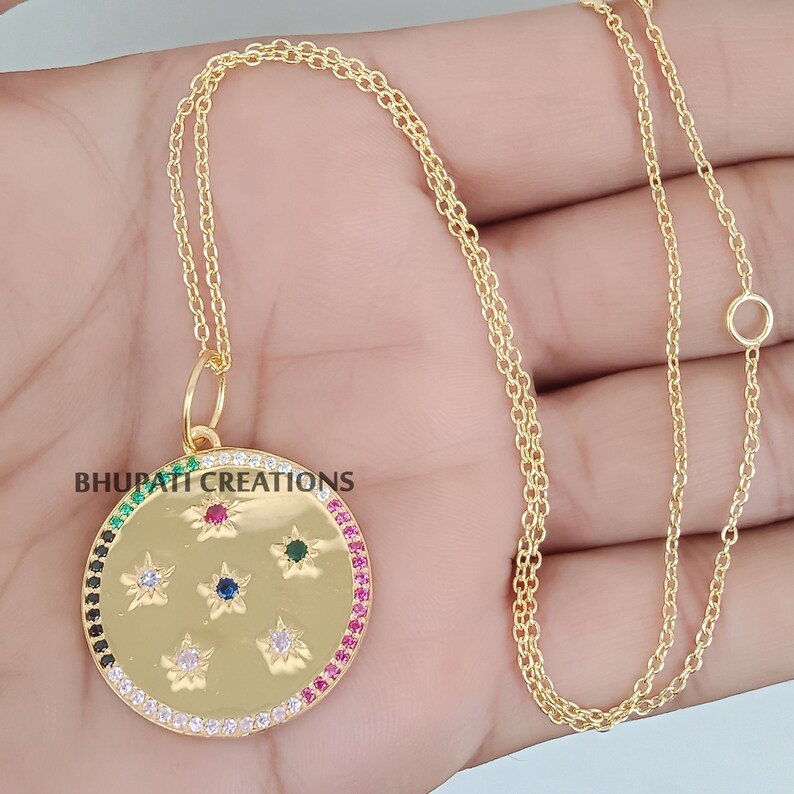 Multi Sapphire Designer Pendant 14k Gold Vermeil Pendant - Etsy