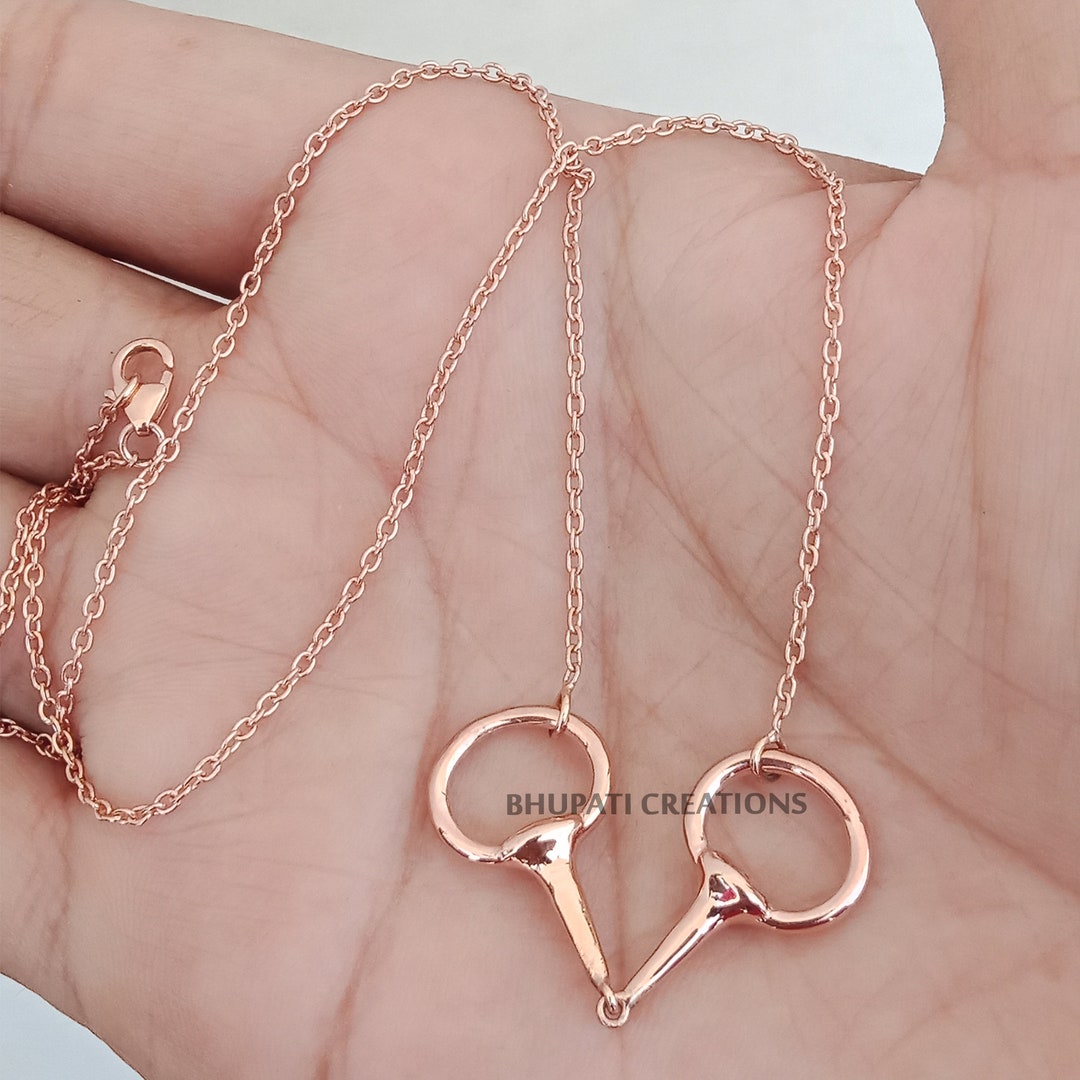 Horse Bit Necklace, Plain 14k Rose Gold Horse Bit Necklace, Designer ...