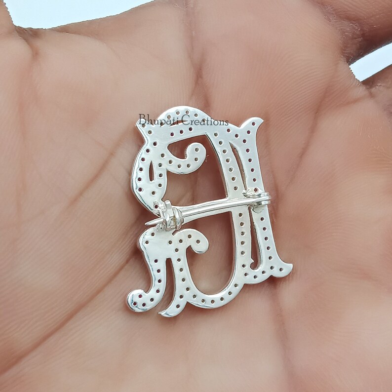 Gemstone Brooches Monogram, Custom Letter Brooches Monogram, Vintage ...