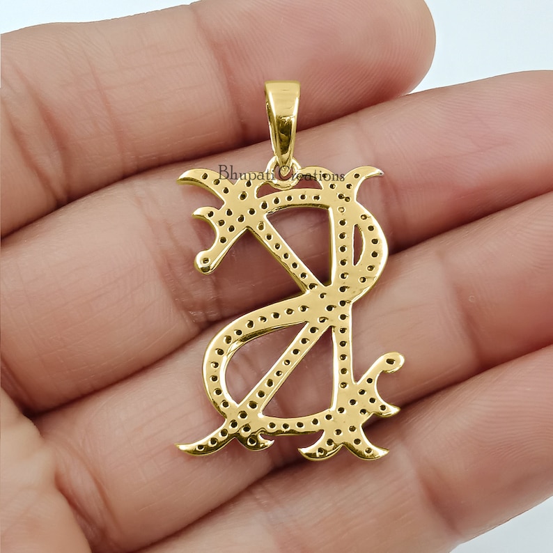 14K Yellow Gold Plated Monogram Cubic Zircon Monogram SK-KS - Etsy