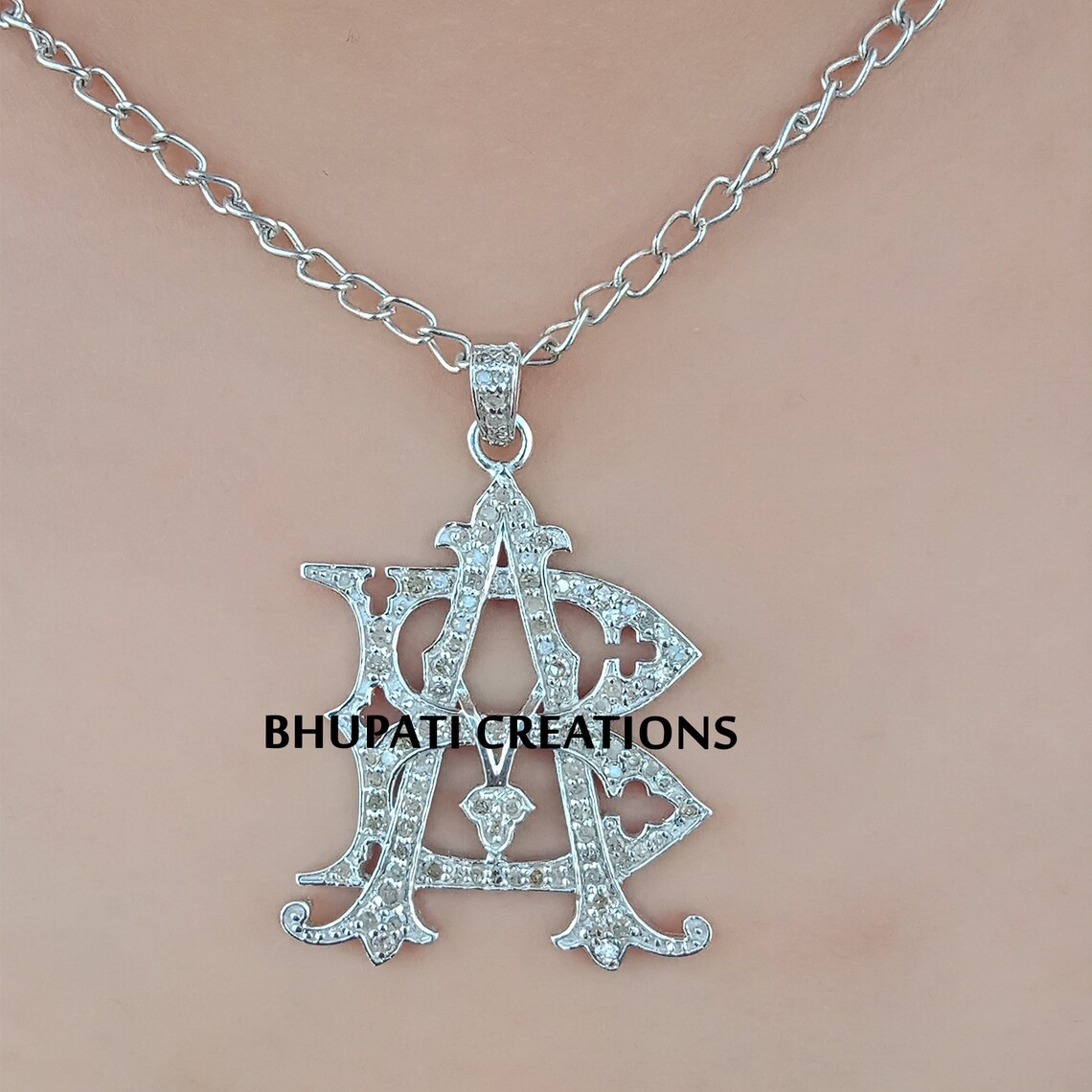 Pave Diamond Monogram Pendant AB BA Monogram Pendant Jewelry - Etsy