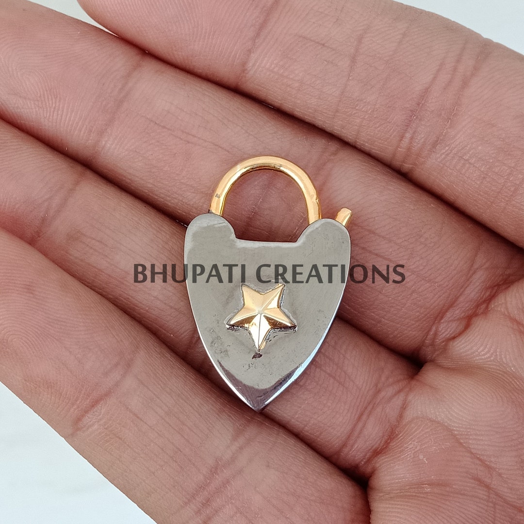 Handmade Heart Shape Star Padlock, Gold & Grey Padlock, Designer ...