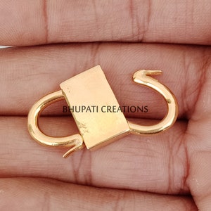 925 Silver Gold Plated Plain Padlock Jewelry, Handmade Double Side ...