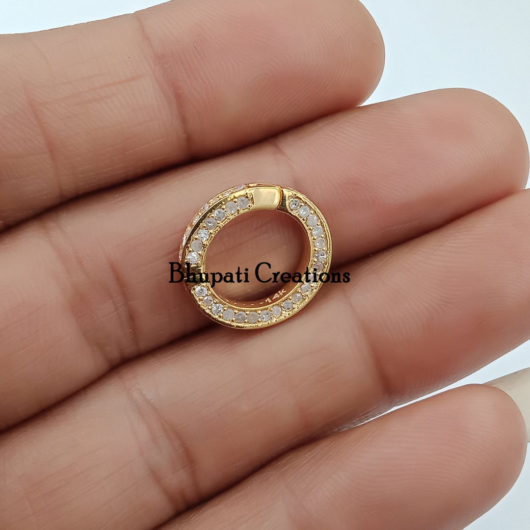 14K Yellow Gold Triple Side Diamond Clasp Lock Jewelry - Etsy