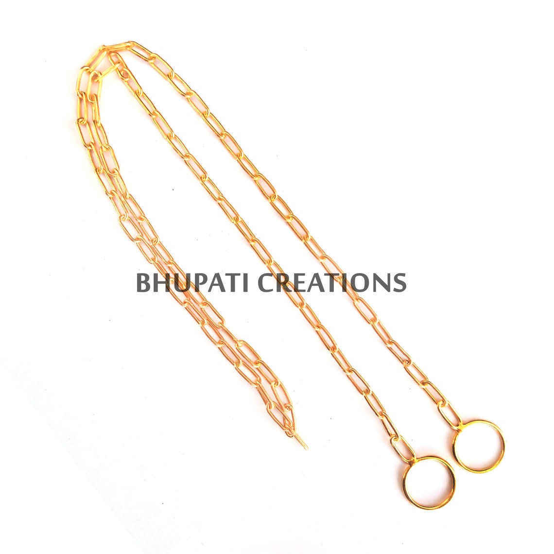 14k Yellow Gold Plated Link Chain Necklace Flat Drawn Gold - Etsy