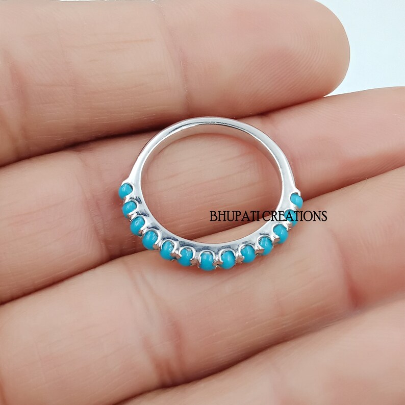 925 Silver Turquoise Thin Band Rings Thin Band Ring Gemstone - Etsy