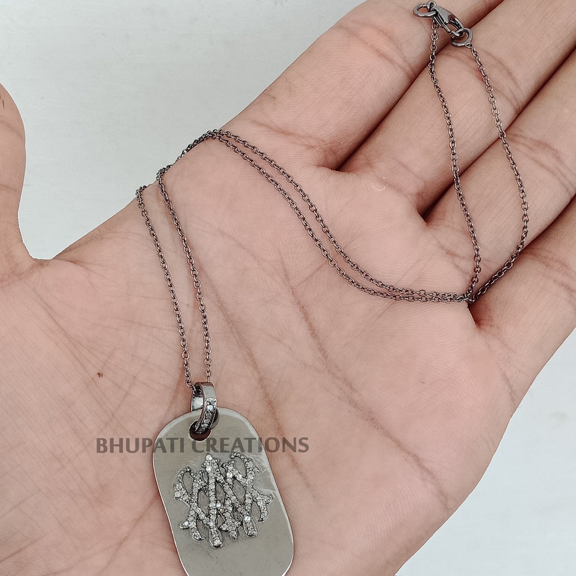 Black Oxidized Custom Letter Dog Tag Necklace Tow Letter Dog - Etsy