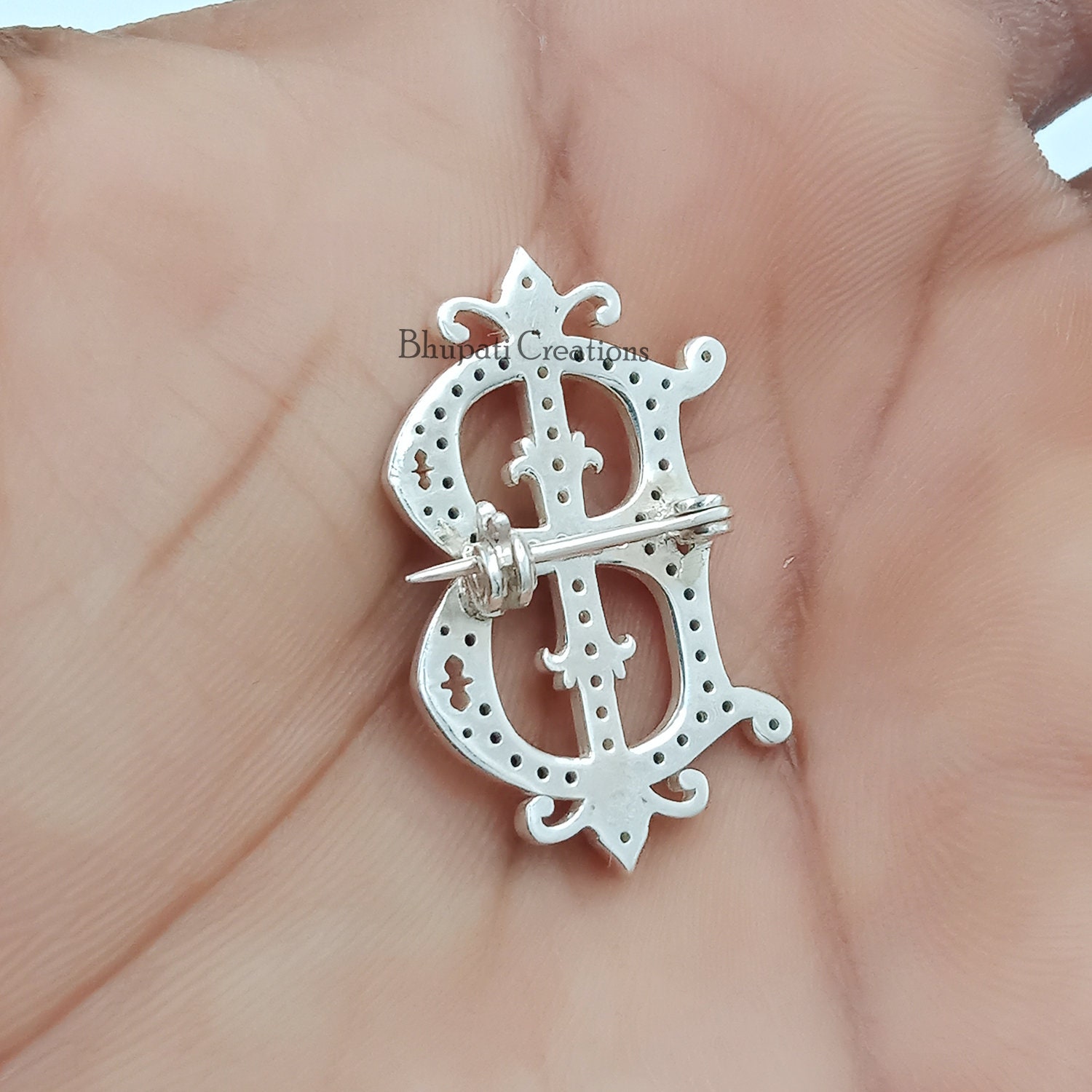 Gemstone Brooches Monogram, Custom Letter Brooches Monogram, Vintage ...