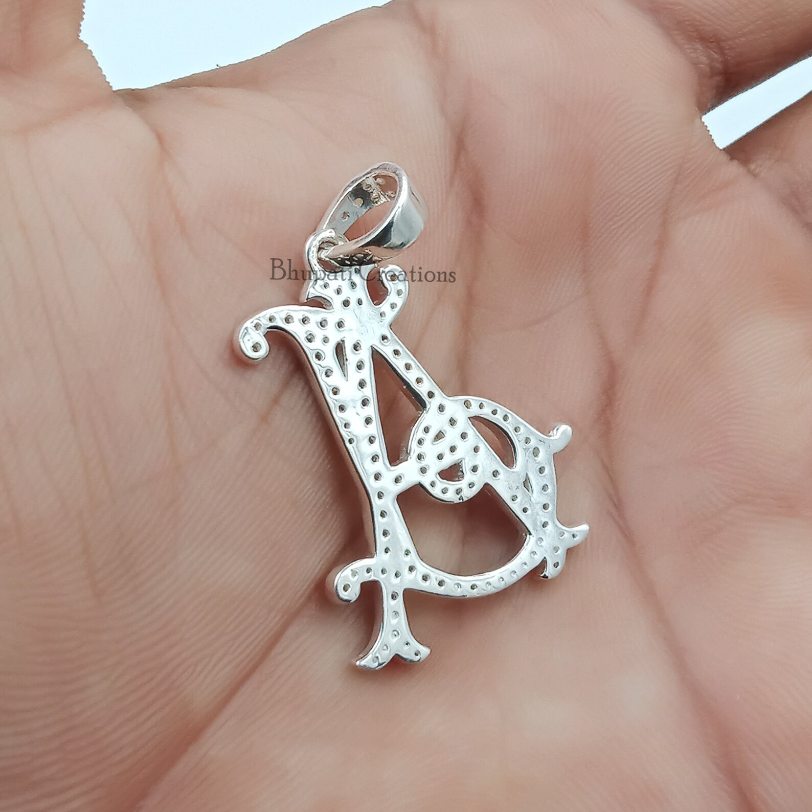 AJ-JA Monogram Necklace, 14k Yellow Gold Plated Vintage Monogram, Pave ...