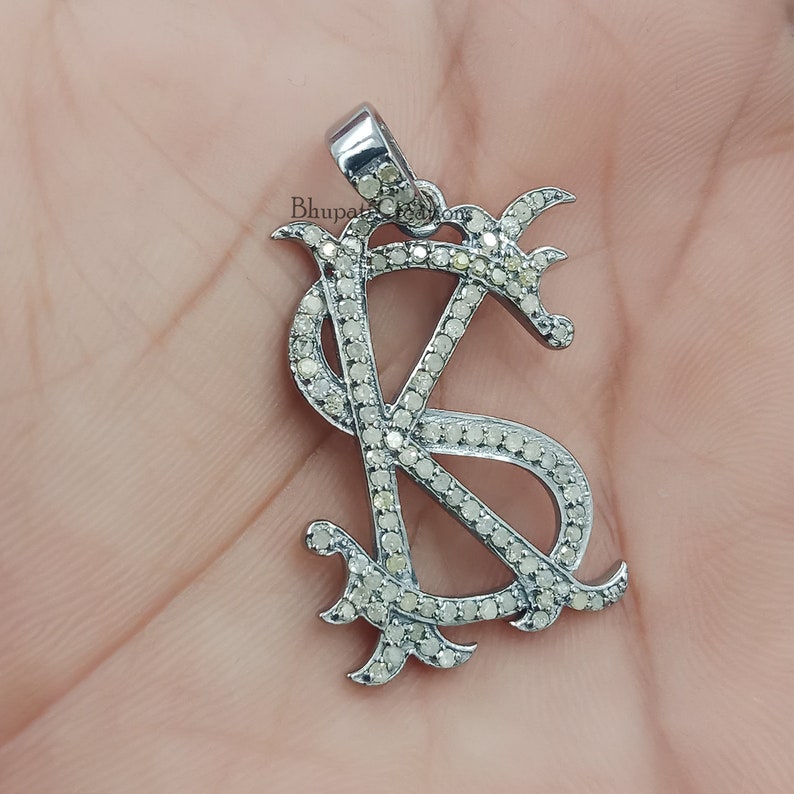 14K Yellow Gold Plated Monogram Cubic Zircon Monogram SK-KS - Etsy