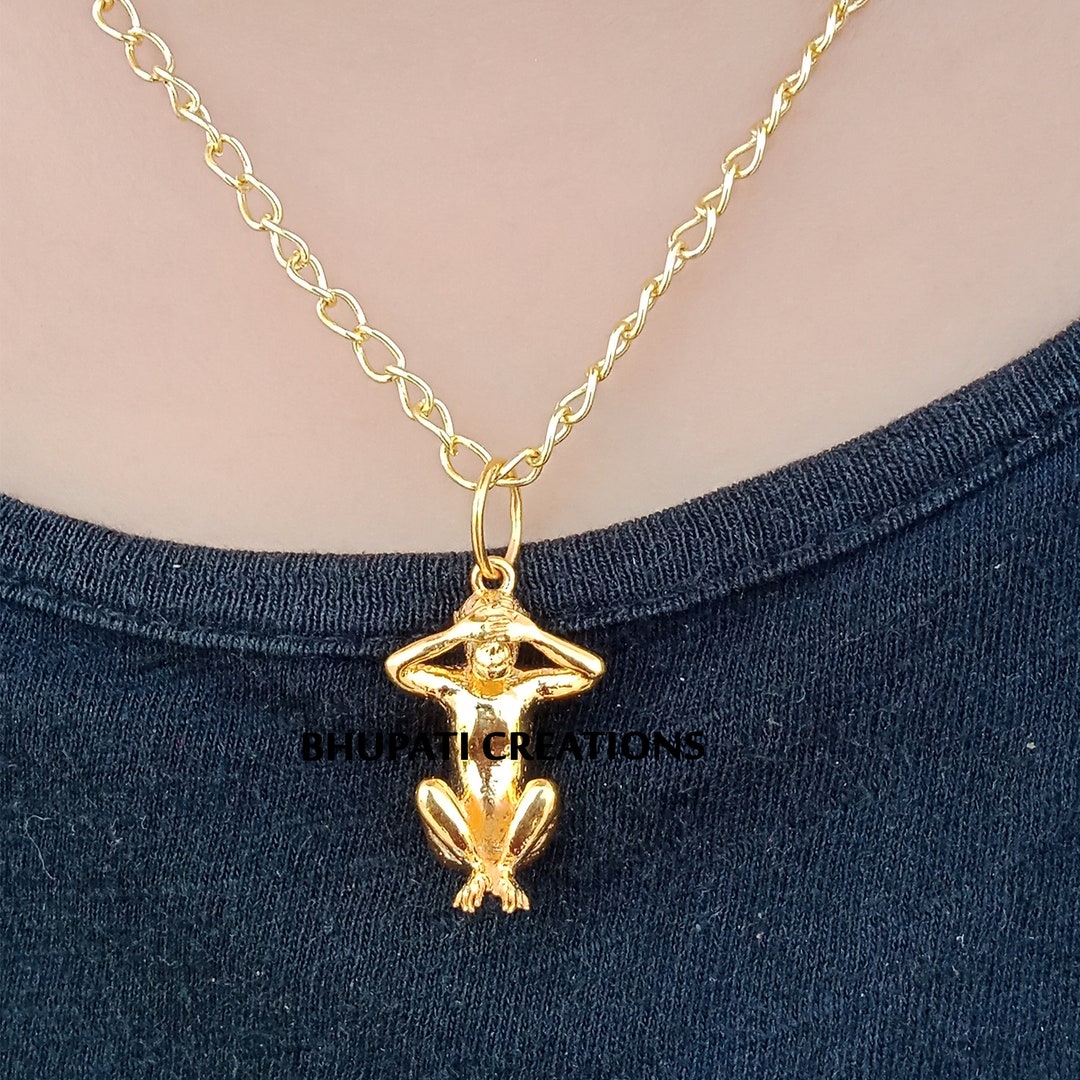 Wise Monkey Pendant Jewelry, 14k Yellow Gold Plated Monkey Charms ...