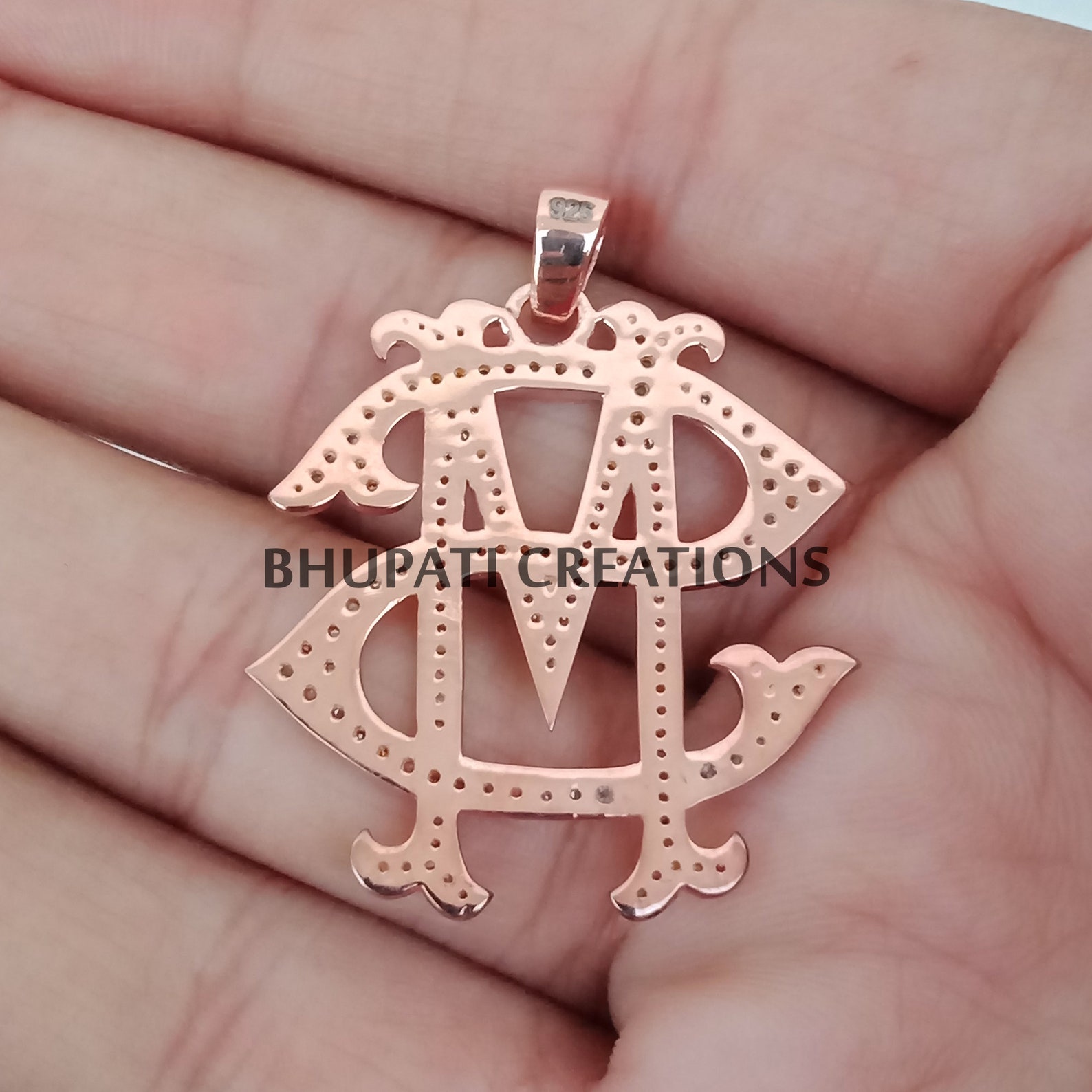 SM Monogram Pendant Turquoise Monogram Custom Monogram 925 - Etsy