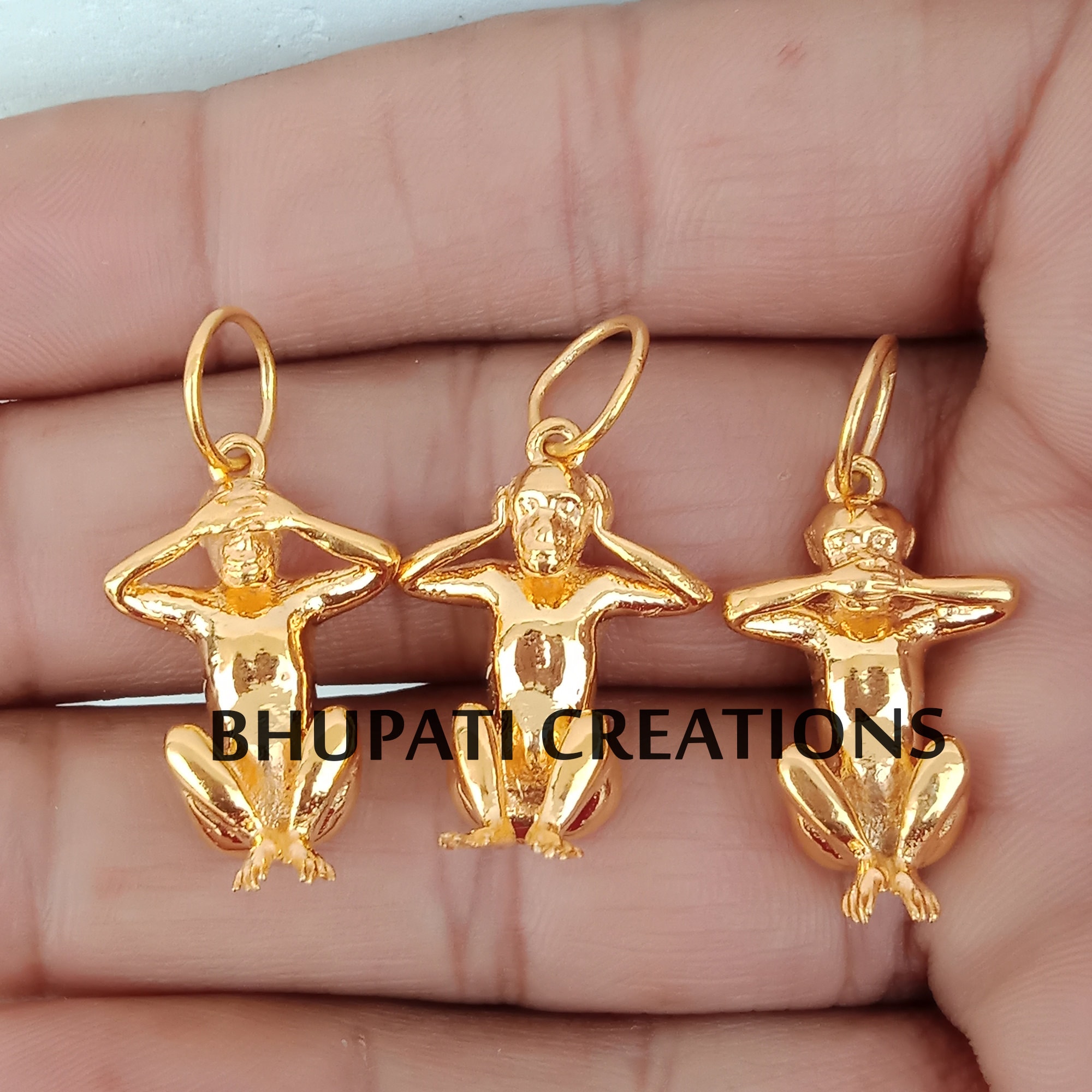 Wise Monkey Pendant Jewelry 14k Yellow Gold Plated Monkey | Etsy