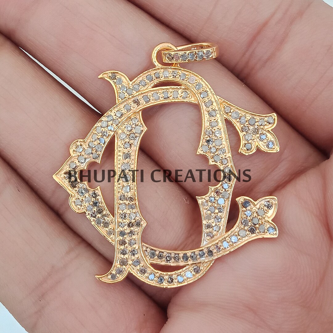 Custom Monogram, CD-DC Monogram Jewelry, Pave Diamond Monogram, 14k ...