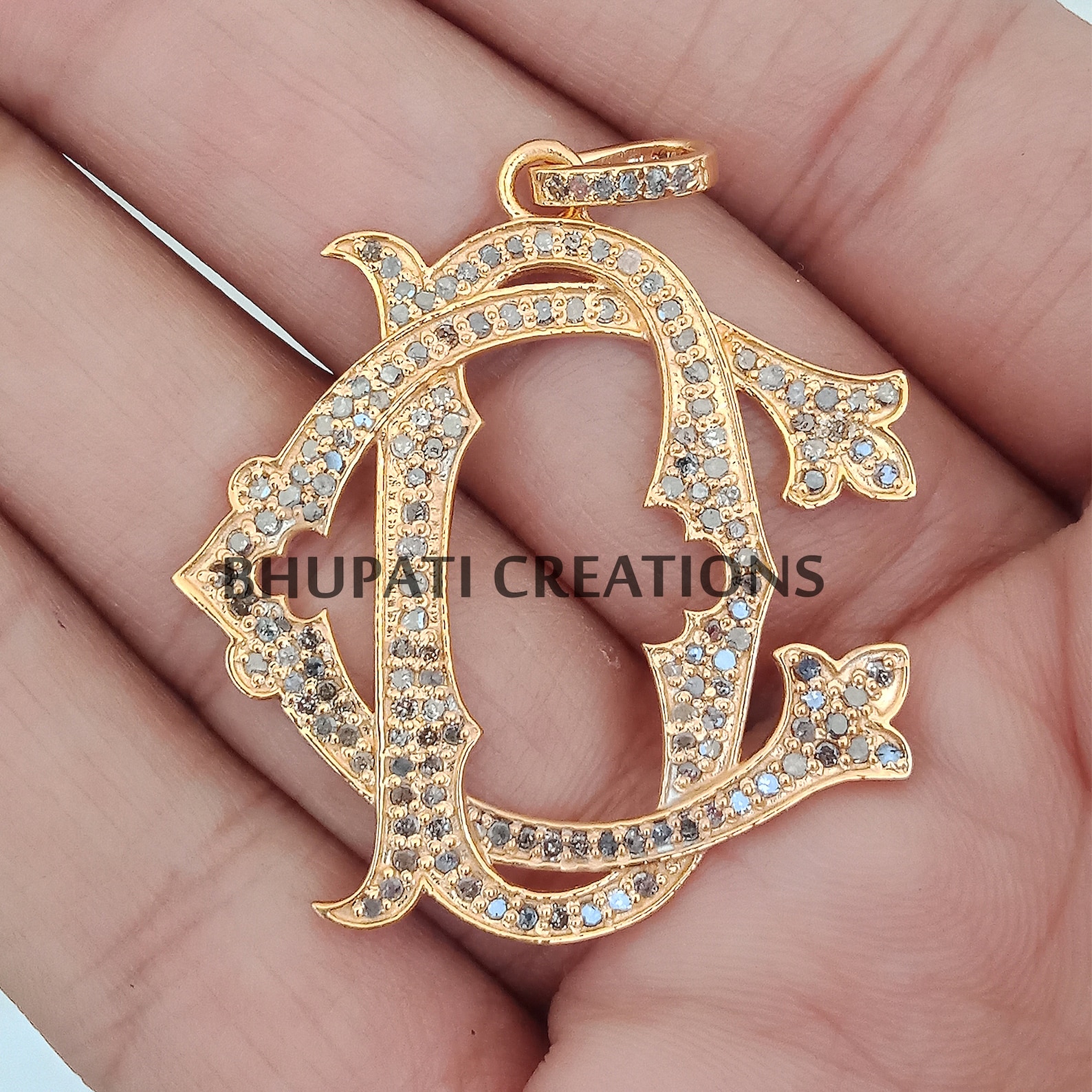 Custom Monogram CD-DC Monogram Jewelry Pave Diamond - Etsy