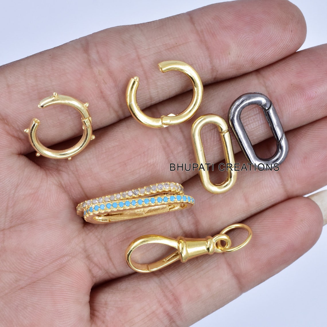 14K Solid Gold Charms Holder Solid Gold Enhancer Lock - Etsy